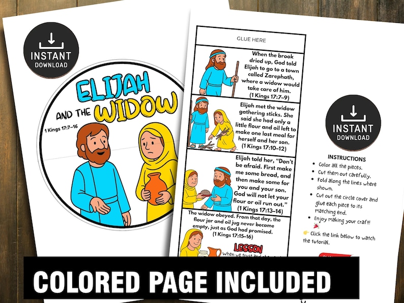 Elijah and the Widow Bible Story Craft, Sunday School (digital Download ...