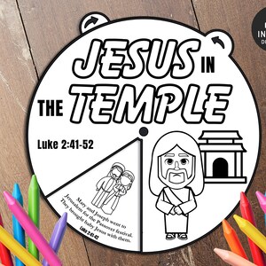 Jesus in the Temple Coloring Wheel, Luke 2, Bible Story, Kids Bible ...