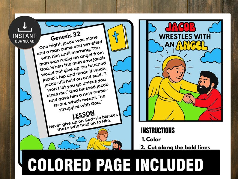 Jacob Wrestles With God, Bible Story Craft, Bible Lesson, Sunday School ...