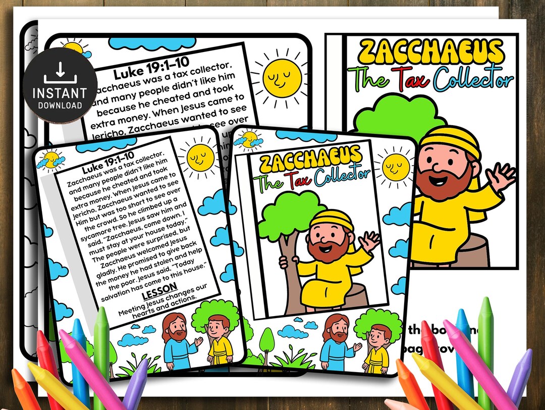 Zacchaeus Bible Story Craft, Mini Book (digital Download) - Etsy Australia