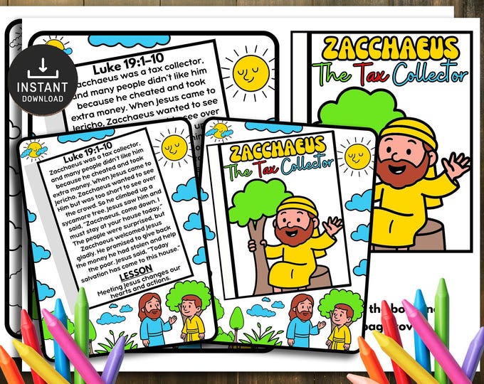 Zacchaeus Printable, Zacchaeus the Tax Collector, Bible Story Crafts ...