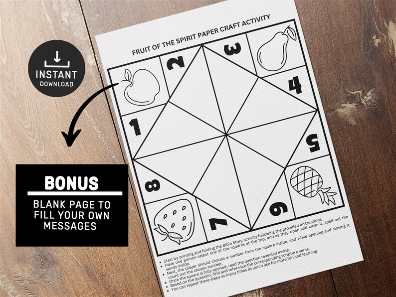 Fruit of the Spirit Paper Craft for Kids, Fruit of the Spirit, Fortune ...