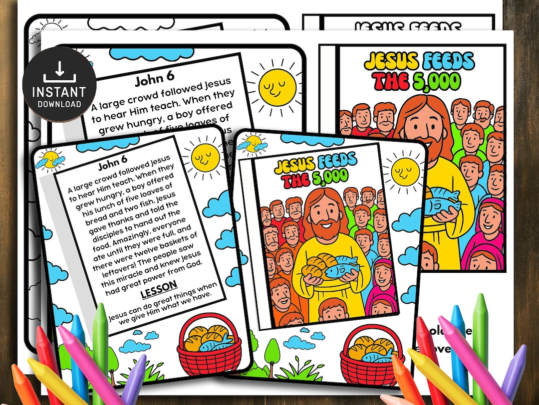 Jesus Feeds 5000 Bible Story Craft, Sunday School Lesson (digital ...