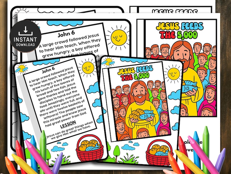 Jesus Feeds 5000 Bible Story Craft, Sunday School Lesson (digital ...
