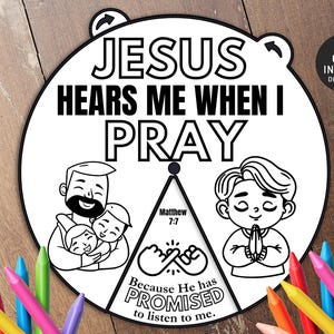 Jesus Hears Me When I Pray Coloring Wheel, Bible Activity, Kids Bible ...