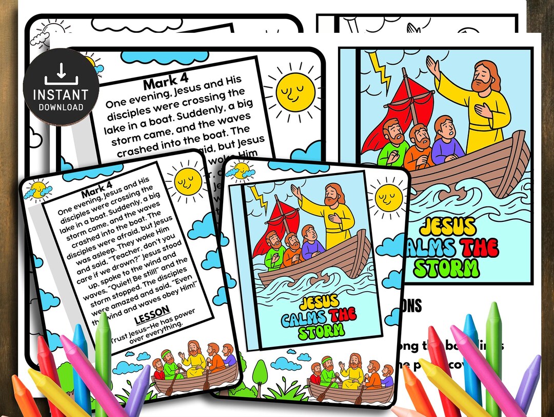 Jesus Calms the Storm Mini Book, Bible Story Activity (digital Download ...