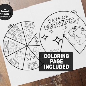 Days of Creation Coloring Wheel, Bible Activity, Kids Bible Lesson ...