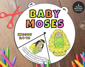 Story of Moses Coloring Wheel, Bible Coloring Wheel, Printable Bible ...