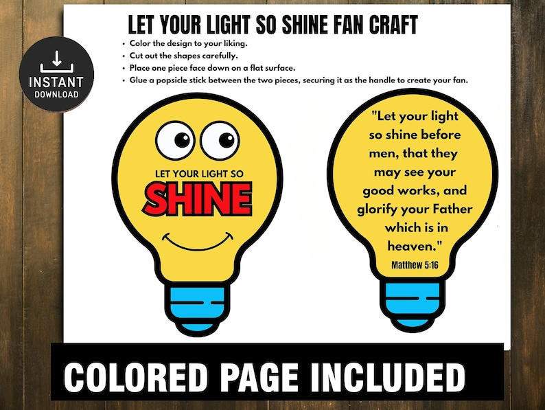 Let Your Light Shine Craft, Sunday School, Great Commission, Jesus ...