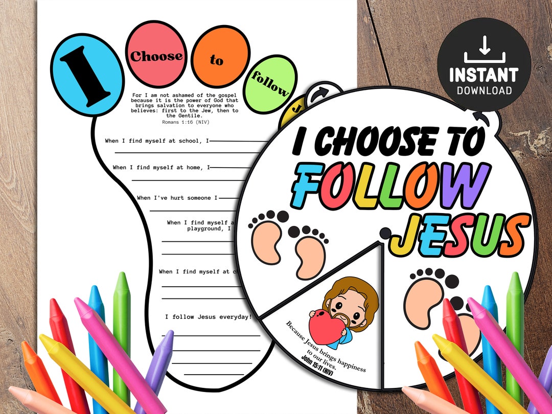 I Choose to Follow Jesus Coloring Wheel, Printable Bible Activity, Kids ...