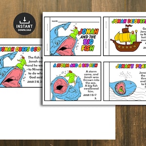 Jonah and the Whale Mini Book, Bible Lesson Kids, Bible Lesson, Memory ...