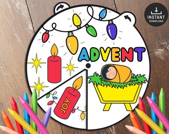 Advent Prayers Coloring Wheel, Bible Activity, Kids Bible Lesson ...