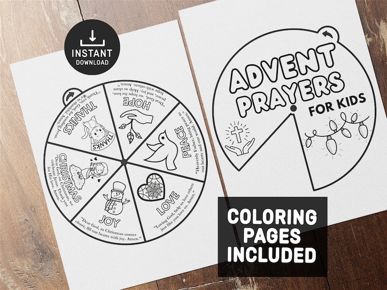 Advent Prayers Coloring Wheel, Bible Activity, Kids Bible Lesson ...