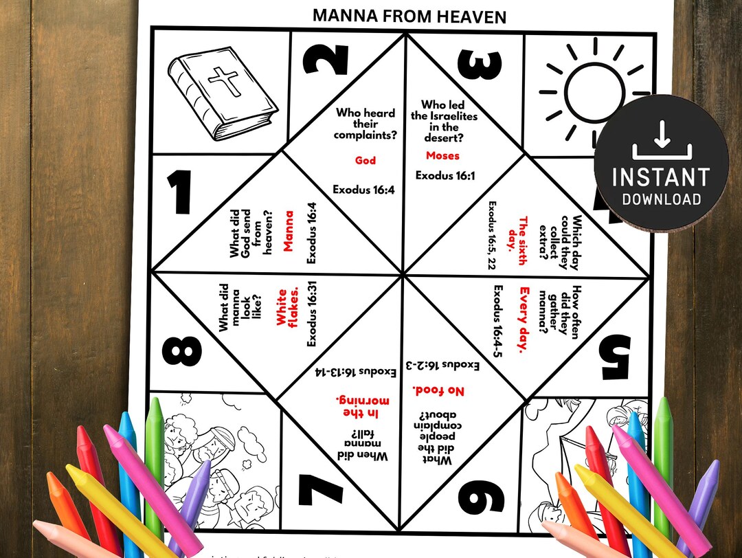 Moses and Manner From Heaven Paper Craft for Kids, Fortune Teller ...