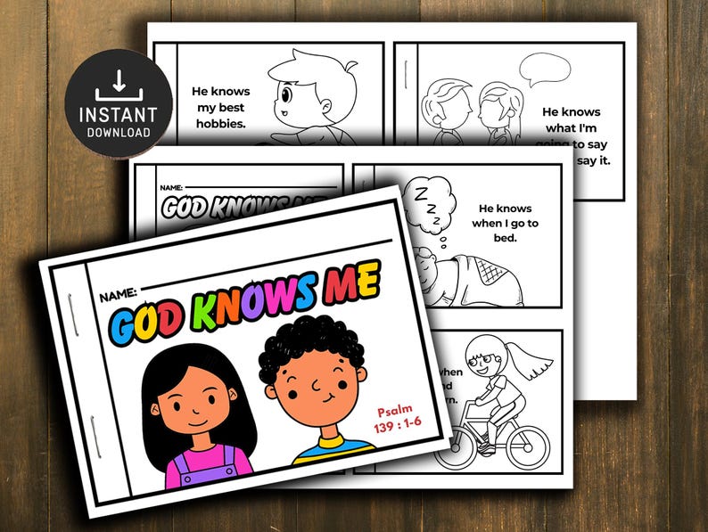 God Knows Me Mini Book, Psalm 139, Bible Story Activity, Bible Lesson ...