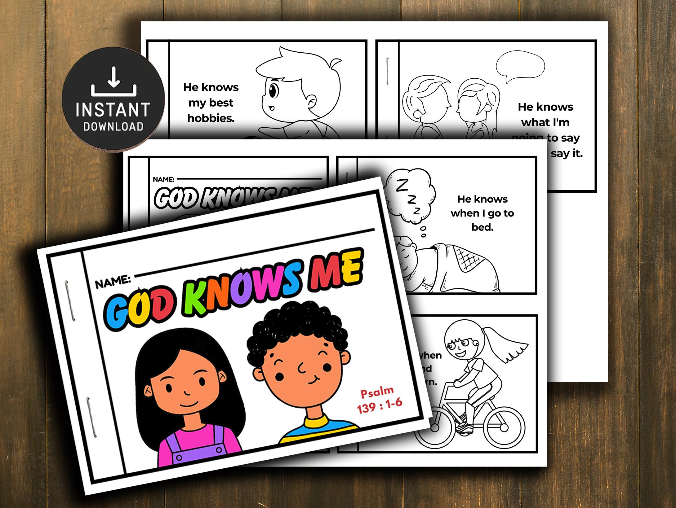 God Knows Me Mini Book, Psalm 139, Bible Story Activity, Bible Lesson ...