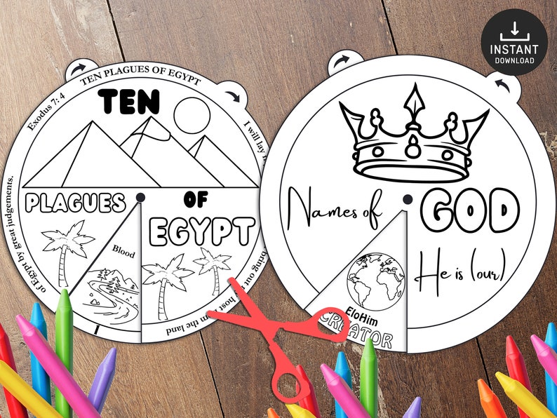 Coloring Wheel, Printable Bible Activity, Watercolor, Kids Bible Lesson ...