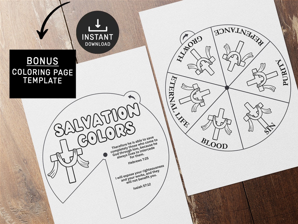 Salvation Coloring Wheel, Printable Bible Verse Activity, Watercolor ...