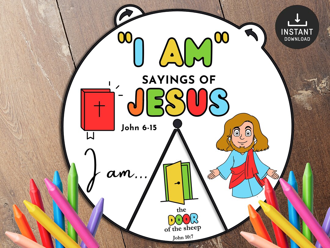 I Am Statements of Jesus Coloring Wheel, Printable Bible Activity ...