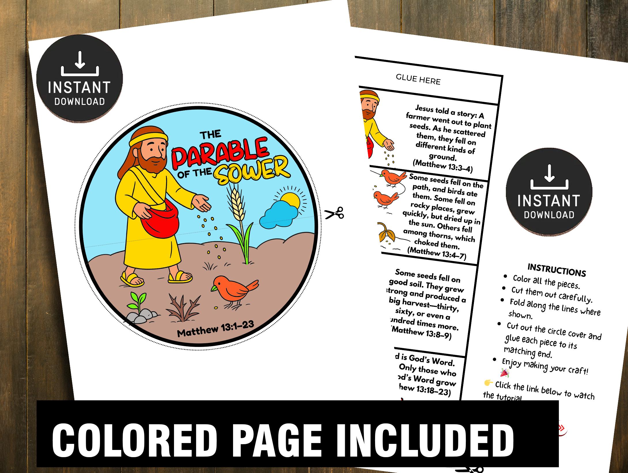 The Parable of the Sower Folding Surprise Bible Story Craft, Kids Bible ...