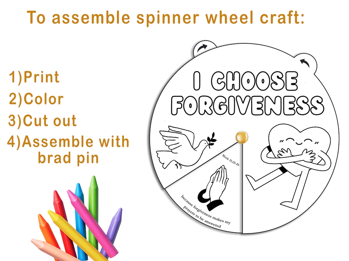 Forgiveness Scripture Coloring Wheel, Printable Bible Activity ...