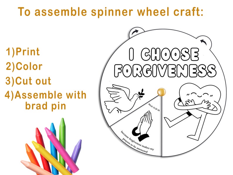 Forgiveness Scripture Coloring Wheel, Printable Bible Activity ...