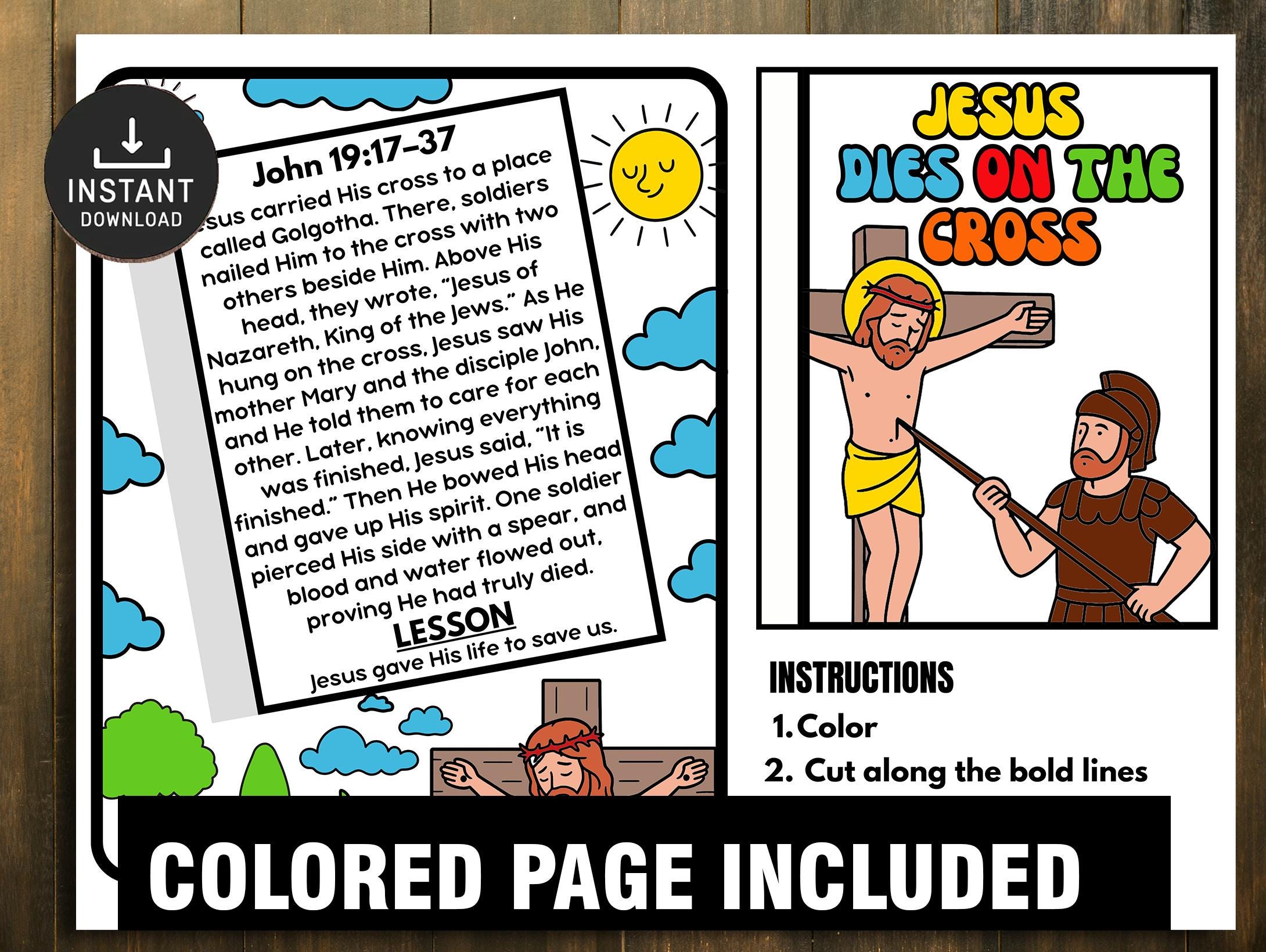 Jesus Dies on the Cross Bible Story Craft, Sunday School (digital ...