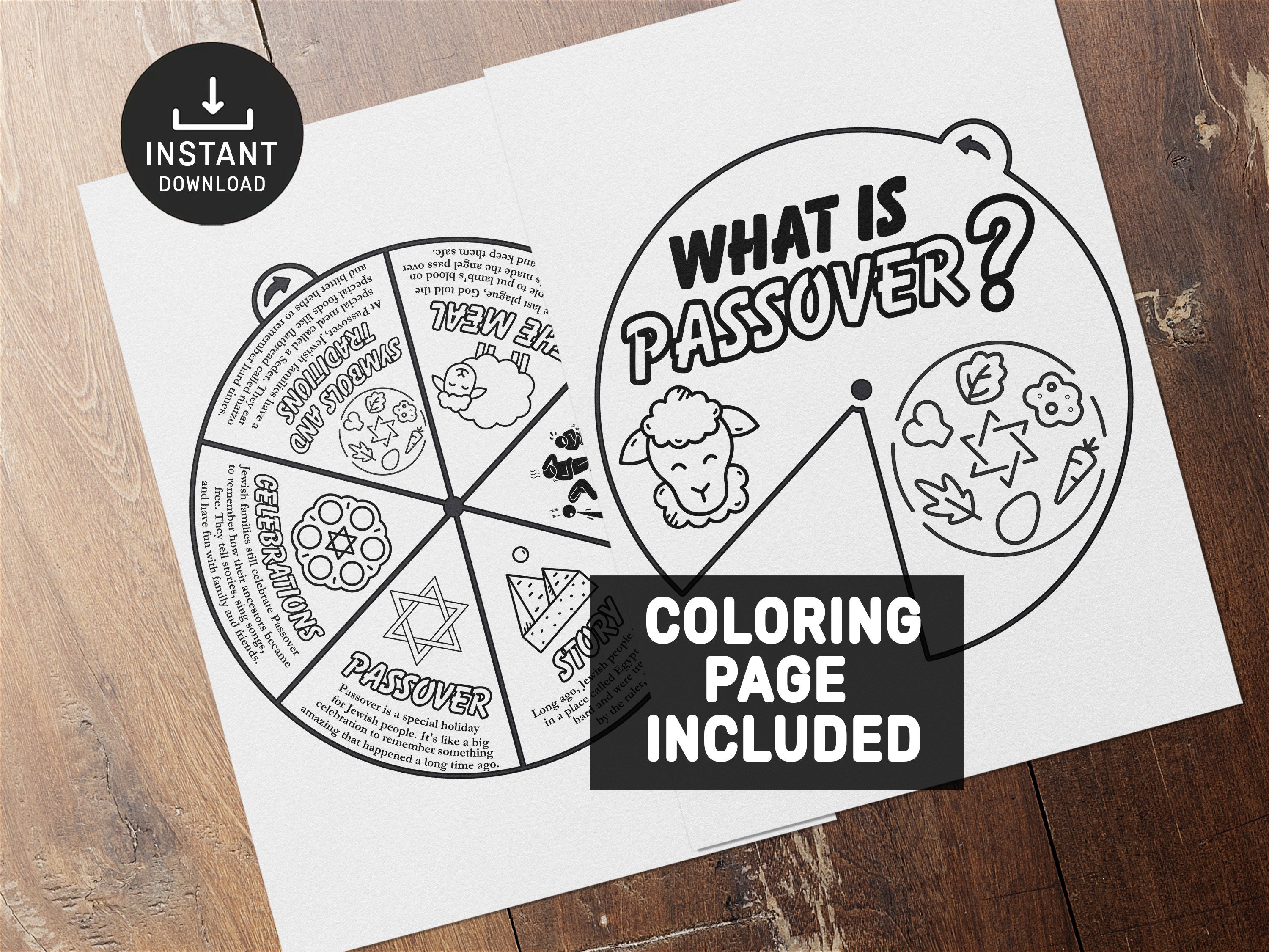 Passover Coloring Wheel, Passover Craft, Passover Activity, Bible ...