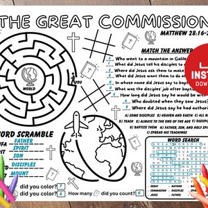 The Great Commission, Bible Activity, Sunday Activities, Bible Placemat ...