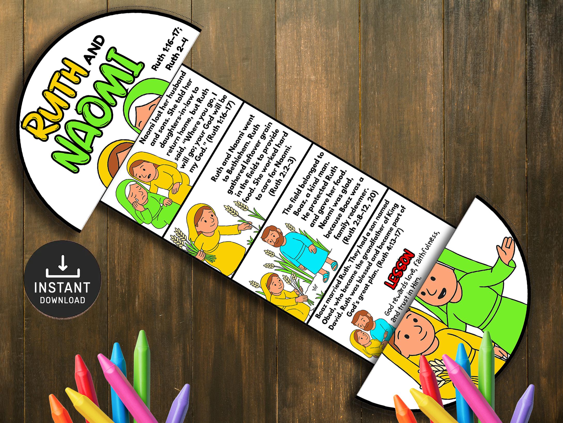 Ruth and Naomi Folding Surprise Bible Story Craft, Kid Bible Lesson ...