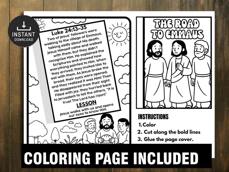 Road to Emmaus Bible Story Craft, Kids Sunday School (digital Download ...