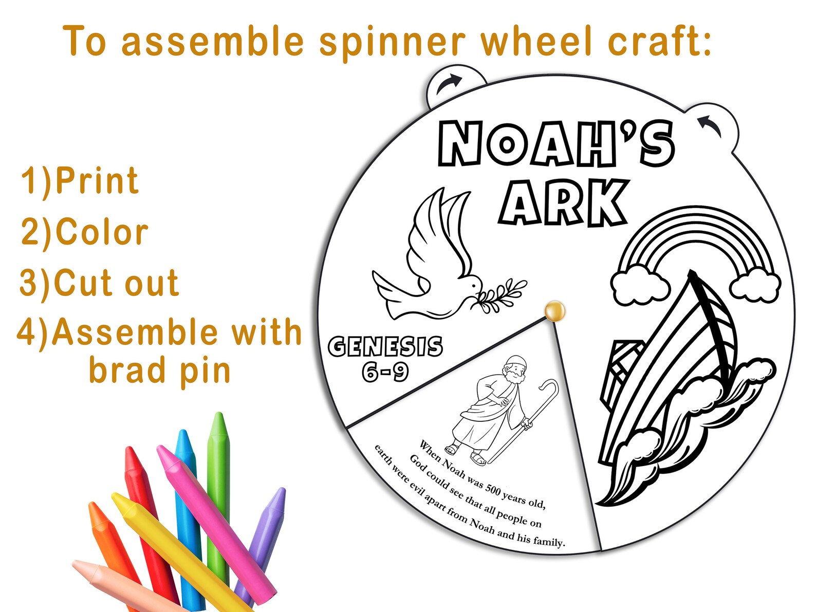 Noahs Ark Coloring Wheel Printable Bible Activity Kids Bible - Etsy UK