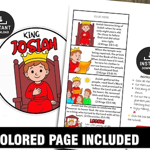 King Josiah Bible Story Craft, Sunday School Activity (digital Download ...