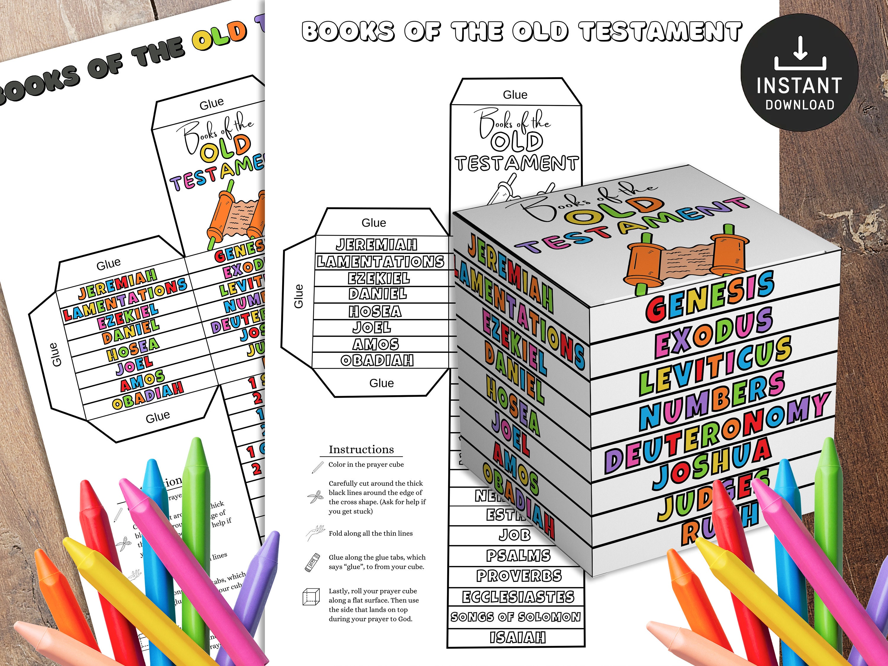 Books of the Bible, Old & New Testament Coloring Cube, Bible Activity ...
