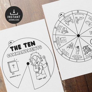 Ten Commandments Coloring Wheel, Bible Activity, Kids Bible Lesson ...
