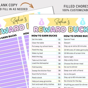 Kids Reward Bucks Printable, Kids Reward Coupons, Chore Bucks ...