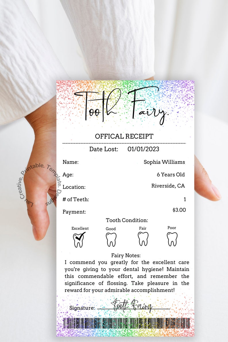 Editable Tooth Fairy Receipt Printable Certificate | First Tooth Lost ...