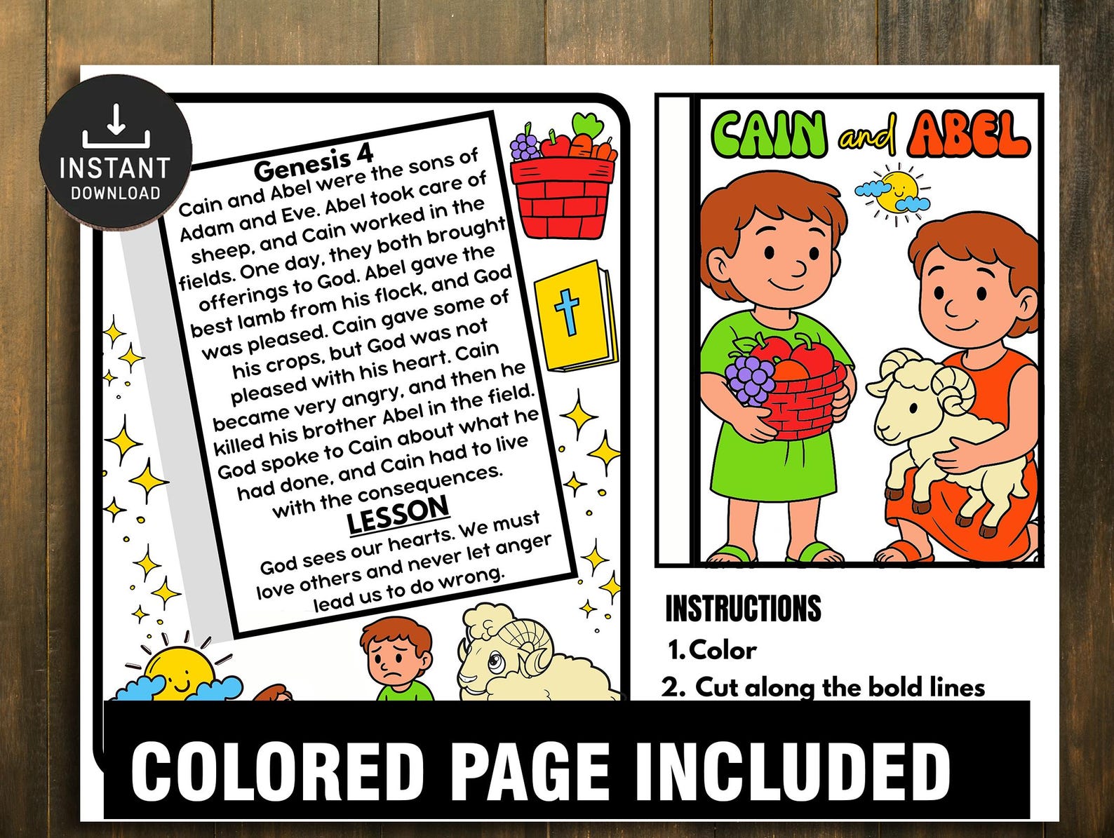 Cain and Abel Mini Book: Bible Story Craft (digital Download) - Etsy