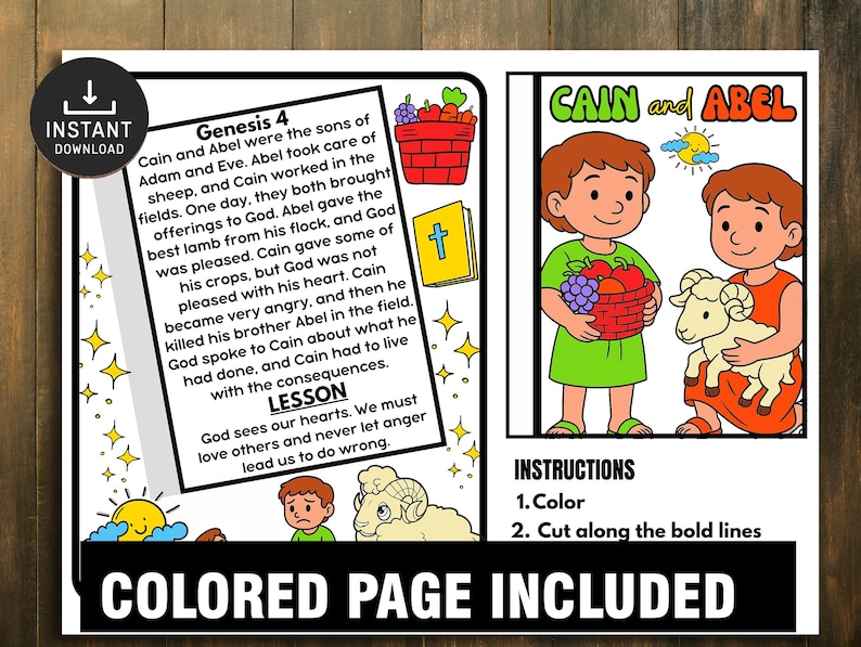 Cain and Abel Mini Book: Bible Story Craft (digital Download) - Etsy