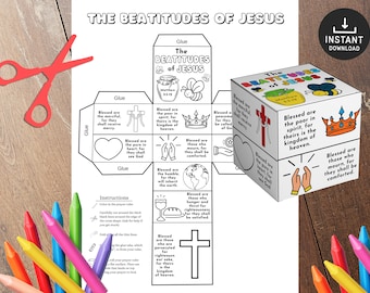 Beatitudes Coloring Wheel, Printable Bible Verse Activity, Watercolor ...