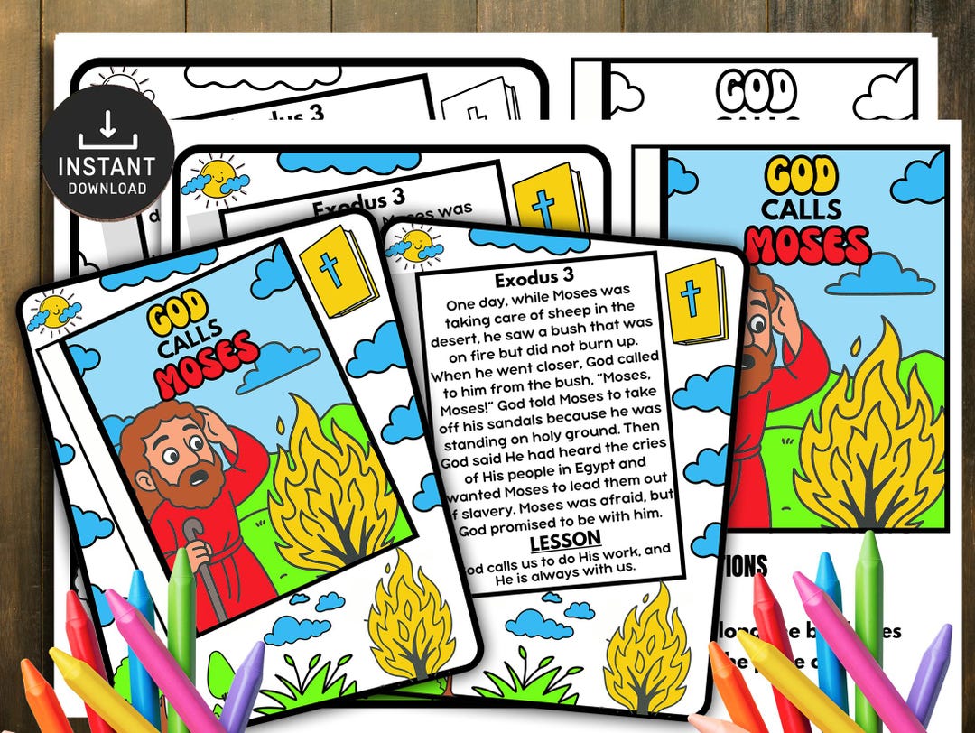 God Calls Moses Mini Book, Kids Bible Lesson, Sunday School, Bible ...