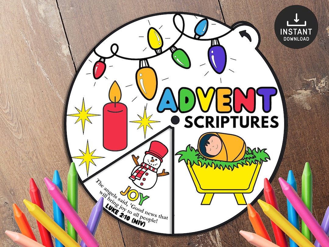 Advent Scriptures Coloring Wheel, Bible Activity, Bible Lesson, Memory ...