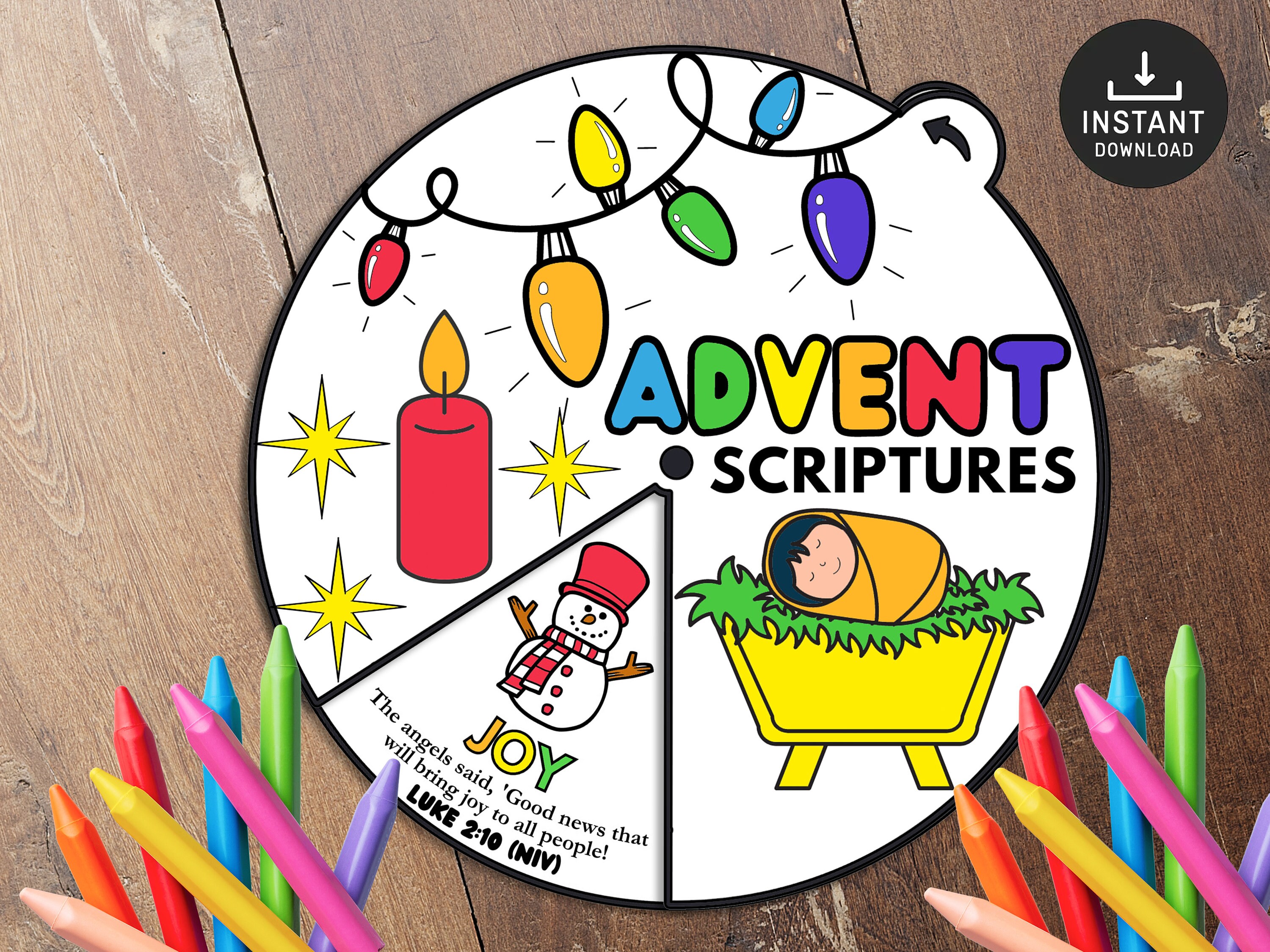 Advent Scriptures Coloring Wheel, Bible Activity, Bible Lesson, Memory ...