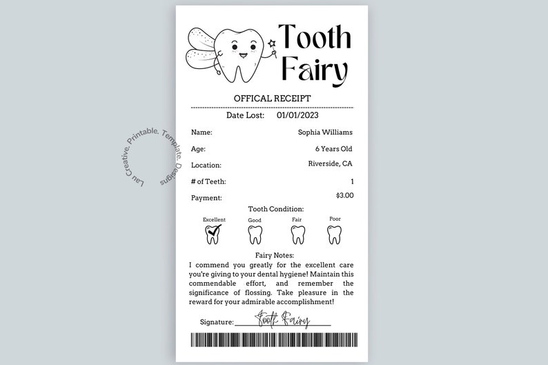 Tooth Fairy Receipt Template | Editable Tooth Fairy Letter | Digital ...