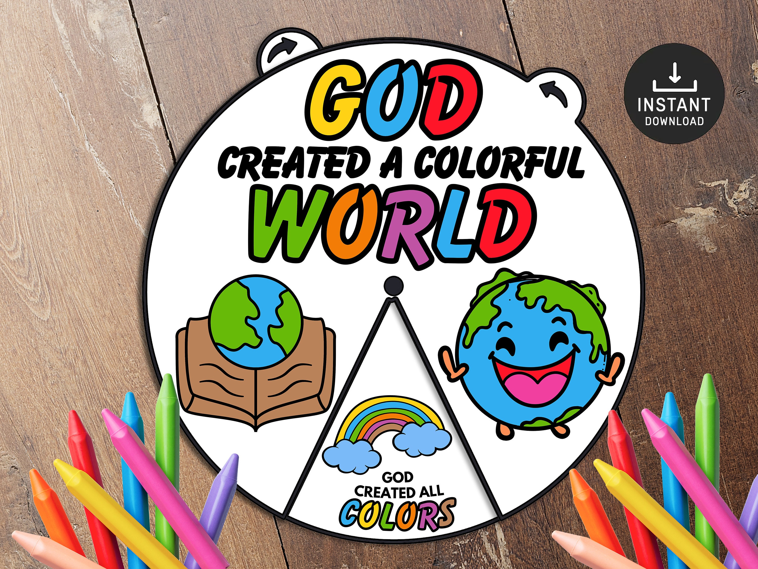 God's Creation Coloring Wheel, Bible Activity, Kids Bible Lesson ...