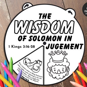 The Wisdom of Solomon Judgement Coloring Wheel, Bible Activity, Wisdom ...