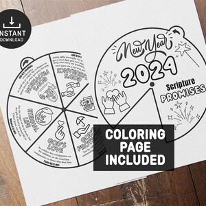 New Year 2024 Scriptures Coloring Wheel Kids Scripture 2024 bible ...
