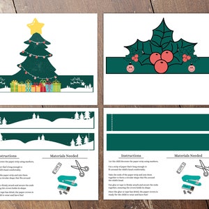 Christmas Paper Crowns Coloring Activity Printable Kids Craft Hats ...