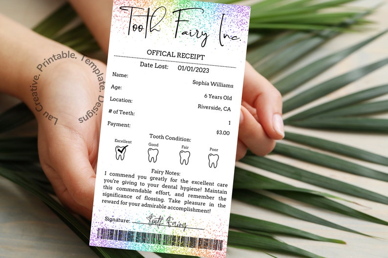 Editable Tooth Fairy Receipt Printable Certificate First Tooth Lost ...