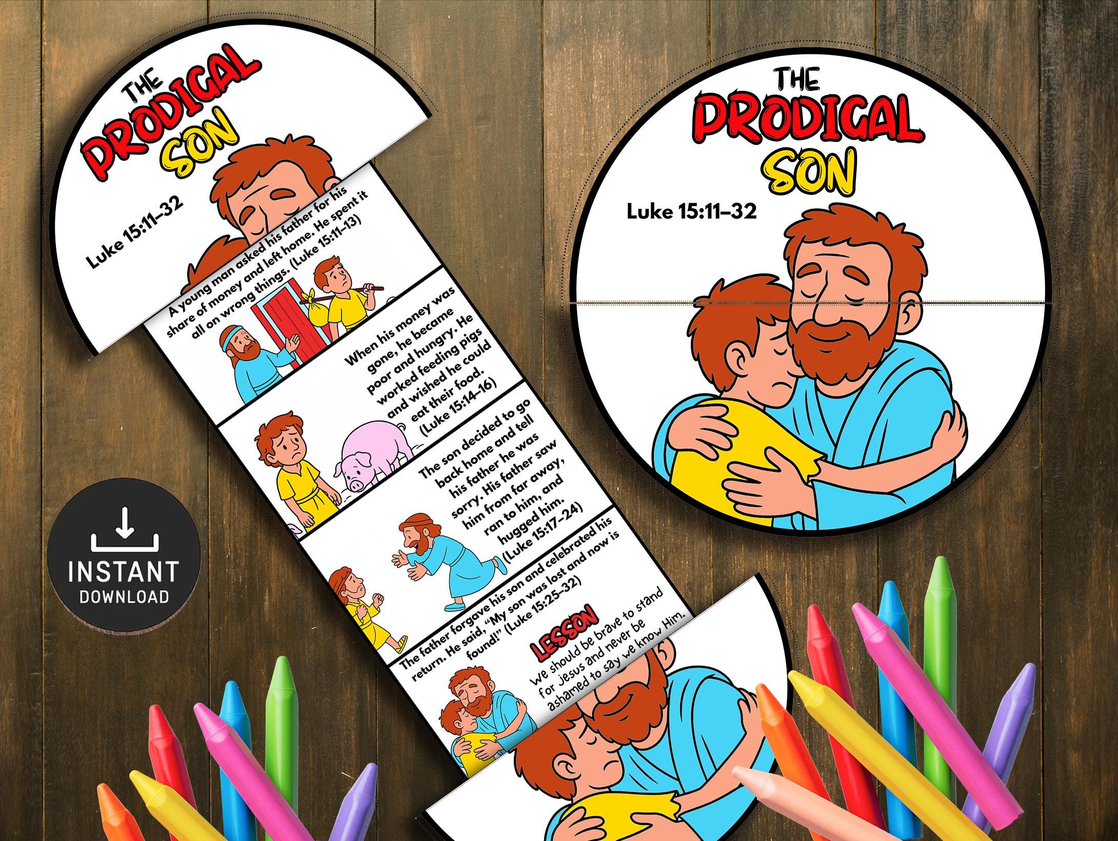 The Prodigal Son Folding Surprise Bible Story Craft, Kids Bible Lesson ...